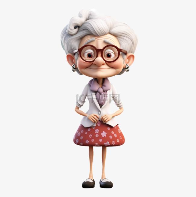 老人动漫女士元素立体免扣图案素材图片免费下载-千库网