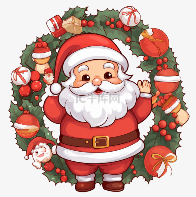 圣诞节圣诞老人卡通插画装饰元素素材图片免费下载-千库网