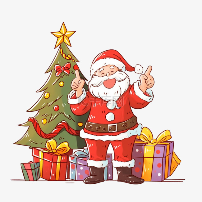 圣诞节圣诞老人卡通礼物手绘元素素材图片免费下载-千库网
