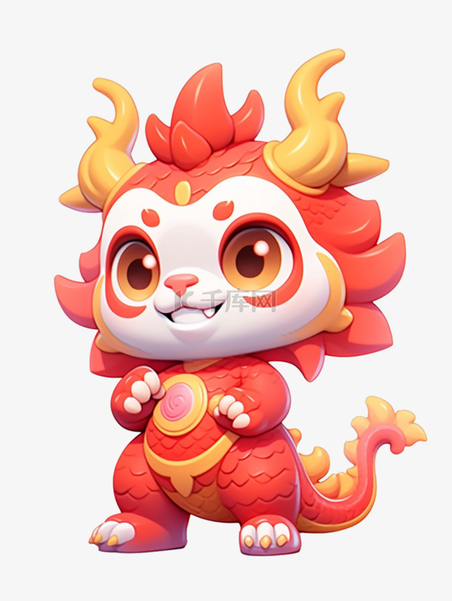 3D立体红色卡通龙素材图片免费下载-千库网