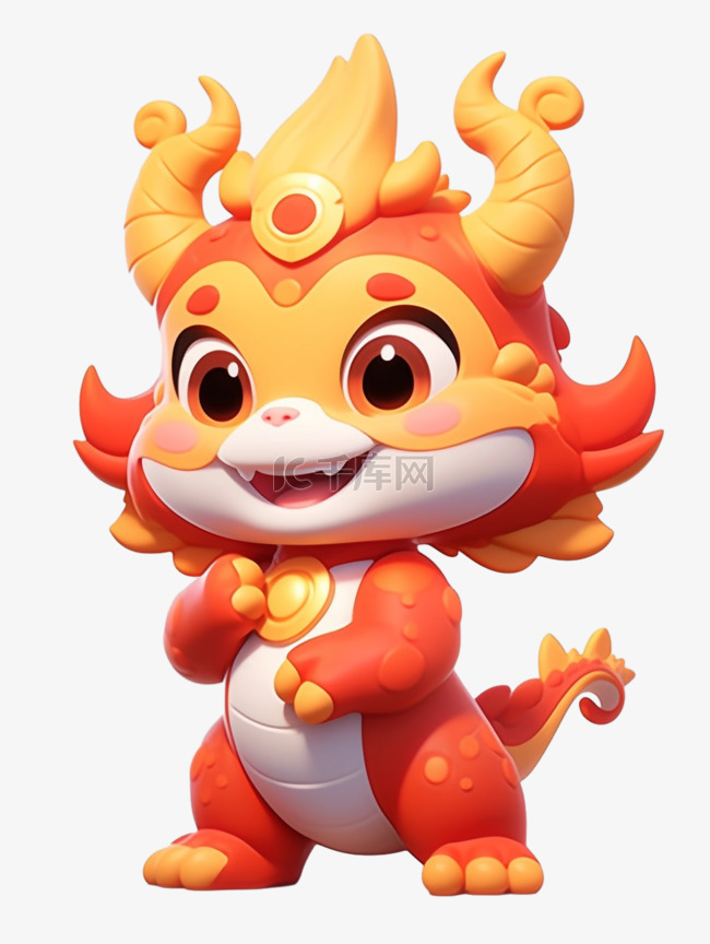 3D立体红色卡通龙素材图片免费下载-千库网