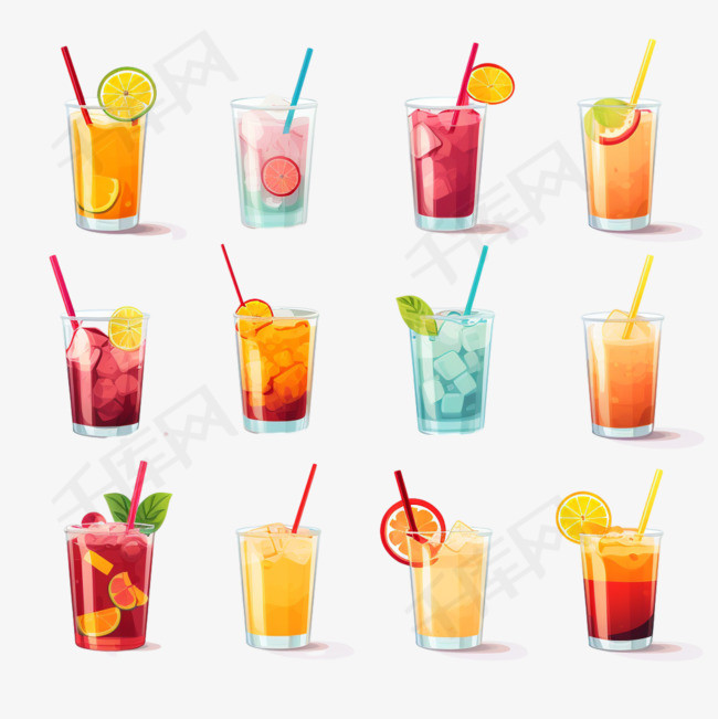 清爽饮料图标系列插图素材图片免费下载-千库网