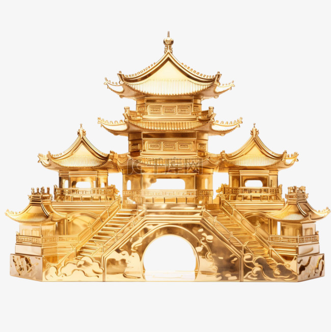 AICG金碧辉煌元素立体免抠图案素材图片免费下载-千库网