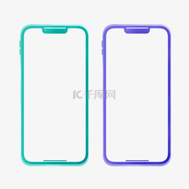 扁平手机边框彩色手机样机元素素材图片免费下载-千库网