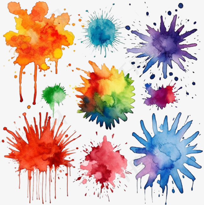 手绘彩色水彩画笔画集向量素材图片免费下载-千库网