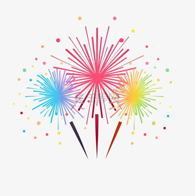 新年烟花庆祝卡通素材图片免费下载-千库网