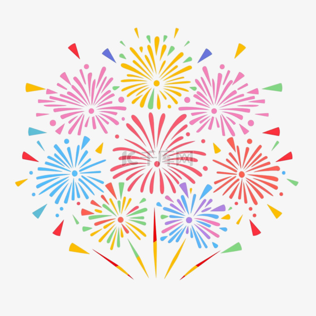 卡通的烟花装饰元素素材图片免费下载-千库网