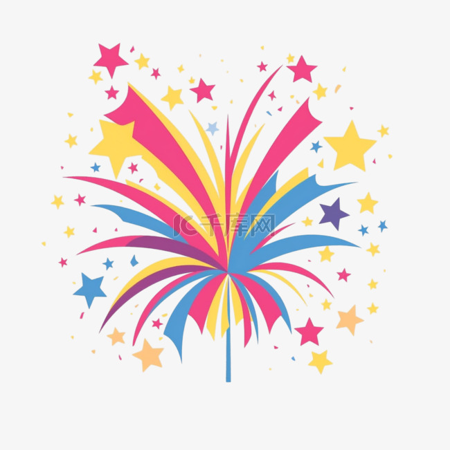 卡通手绘烟花素材图片免费下载-千库网