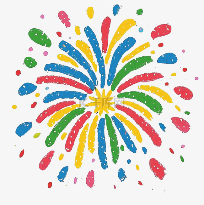 卡通烟花手绘儿童画png素材图片免费下载-千库网