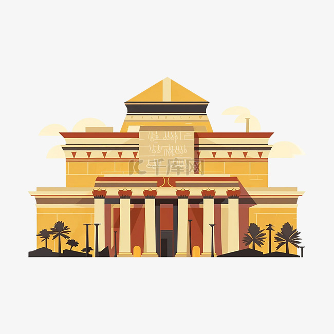 博物馆日黄色卡通博物馆素材图片免费下载-千库网