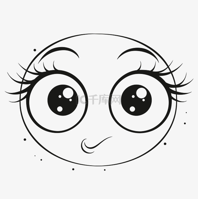 脸上有大眼睛，画着可爱的圆圈素描 向量素材图片免费下载-千库网