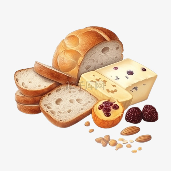 面包水果干芝士素材图片免费下载-千库网