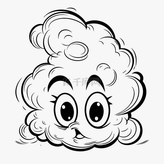 卡通云着色页插图轮廓草图的图像 向量素材图片免费下载-千库网