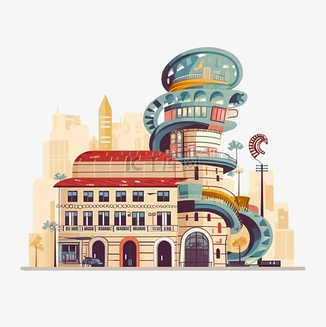 博物馆日卡通特色博物馆素材图片免费下载-千库网