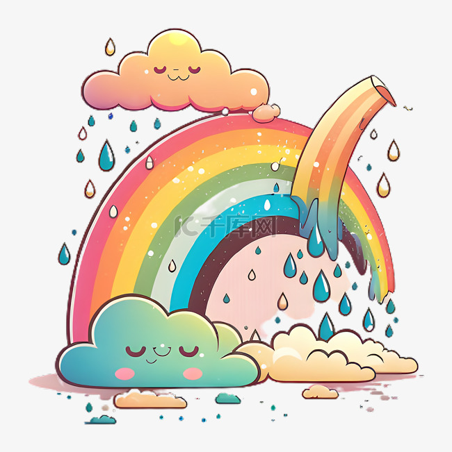 彩虹可爱卡通插画素材图片免费下载-千库网
