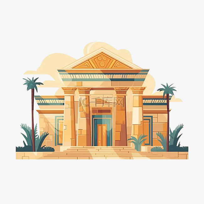 博物馆日黄色卡通博物馆素材图片免费下载-千库网