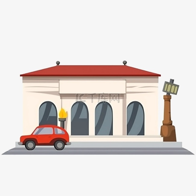 博物馆日城市景观卡通素材图片免费下载-千库网