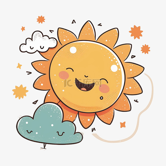 太阳卡通云朵素材图片免费下载-千库网