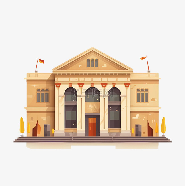 博物馆日黄色建筑素材图片免费下载-千库网