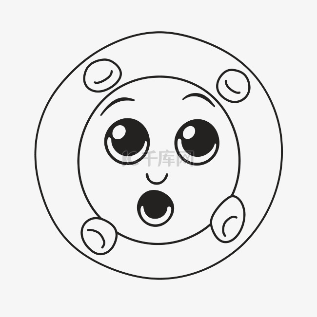 圆圈着色绘图与眼睛在它轮廓草图 向量素材图片免费下载-千库网