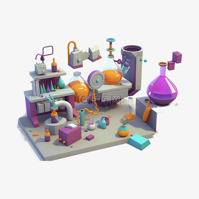 3d实验室卡通器材素材图片免费下载-千库网