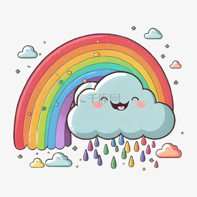 彩虹可爱卡通插画素材图片免费下载-千库网