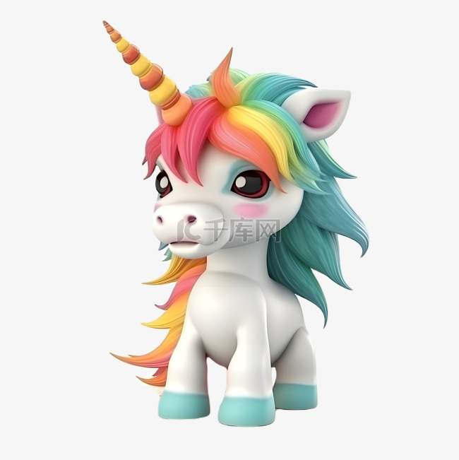 彩虹小马独角兽卡通可爱立体3d建模素材图片免费下载-千库网