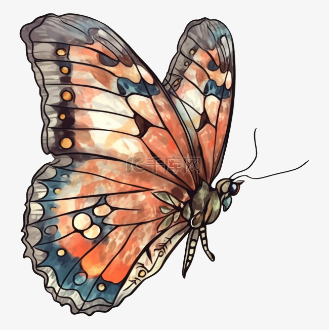 蝴蝶侧面图案素材图片免费下载-千库网