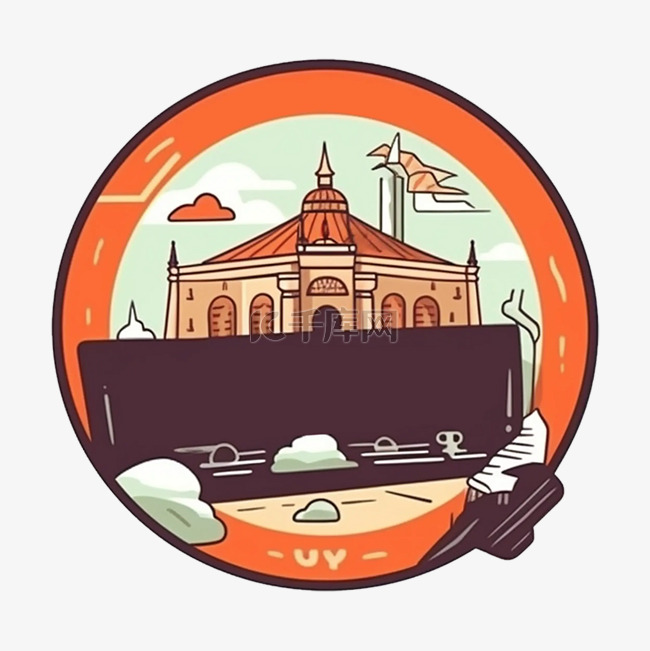 博物馆日卡通贴纸素材图片免费下载-千库网