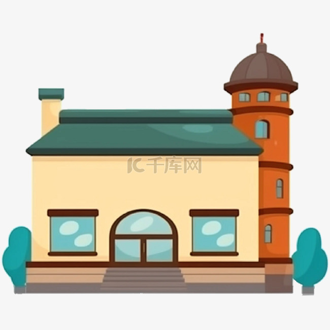 博物馆日建筑卡通素材图片免费下载-千库网