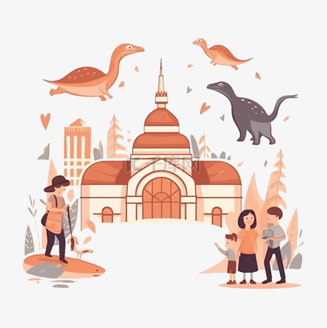 博物馆日可爱卡通建筑素材图片免费下载-千库网