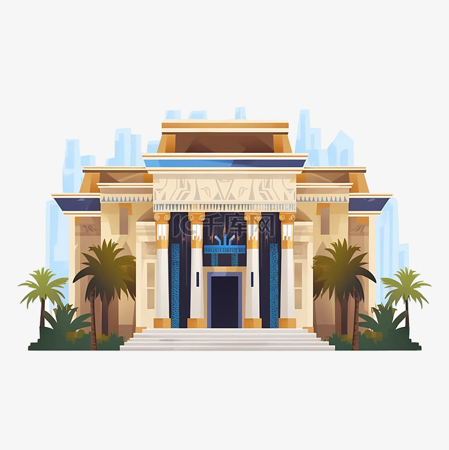 博物馆日浅色卡通博物馆素材图片免费下载-千库网