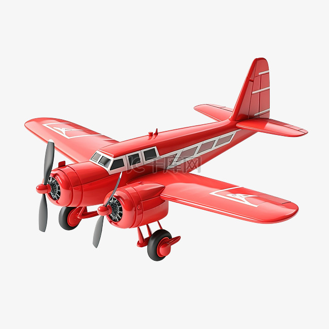 红色飞机交付 3d 图素材图片免费下载-千库网