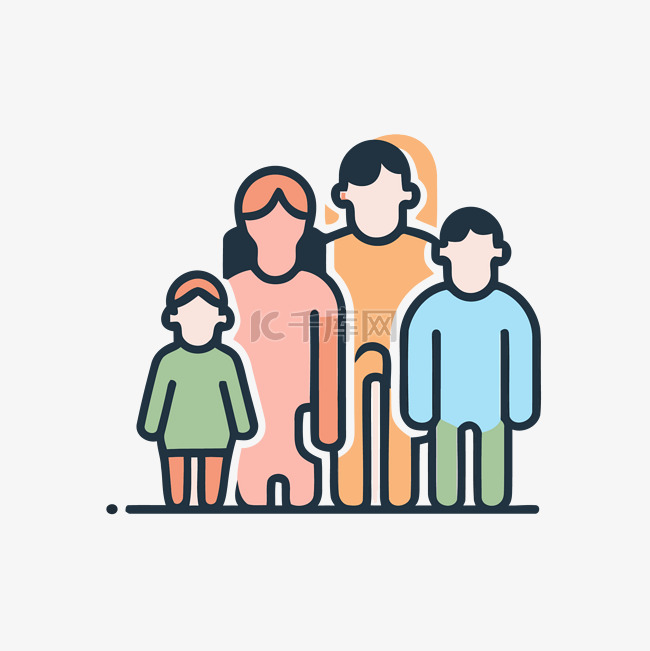 家庭图标的彩色线条图标 向量素材图片免费下载-千库网