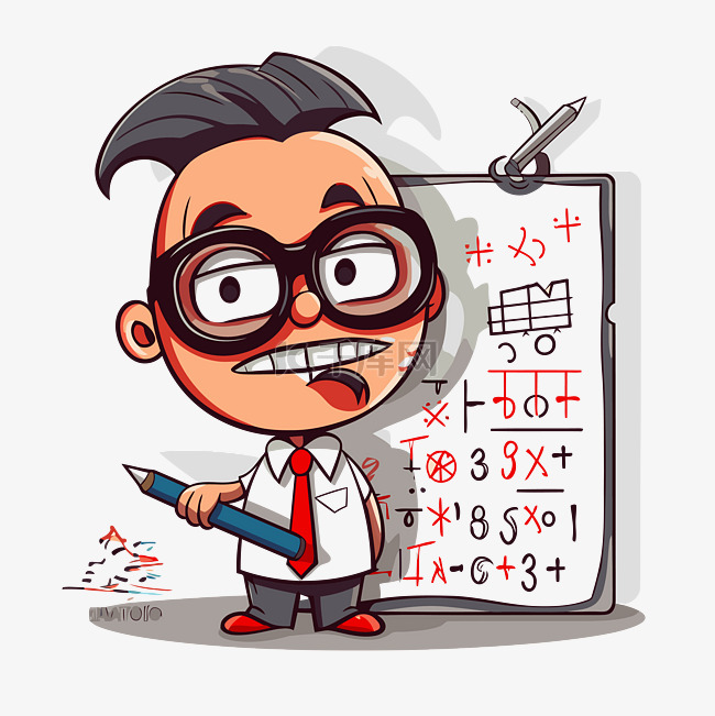 显示数学计算的计算剪贴画卡通男孩 向量素材图片免费下载-千库网