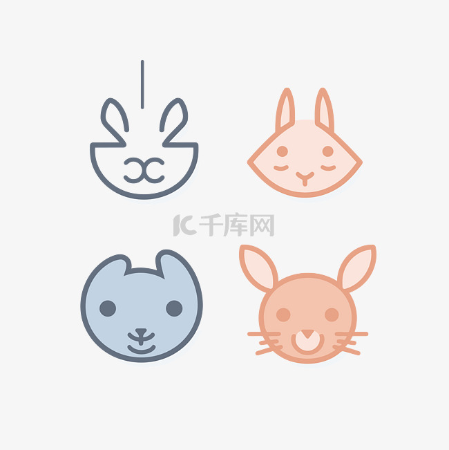 平面卡通风格兔子图标 向量素材图片免费下载-千库网
