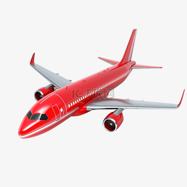红色飞机 3d 插画模型素材图片免费下载-千库网