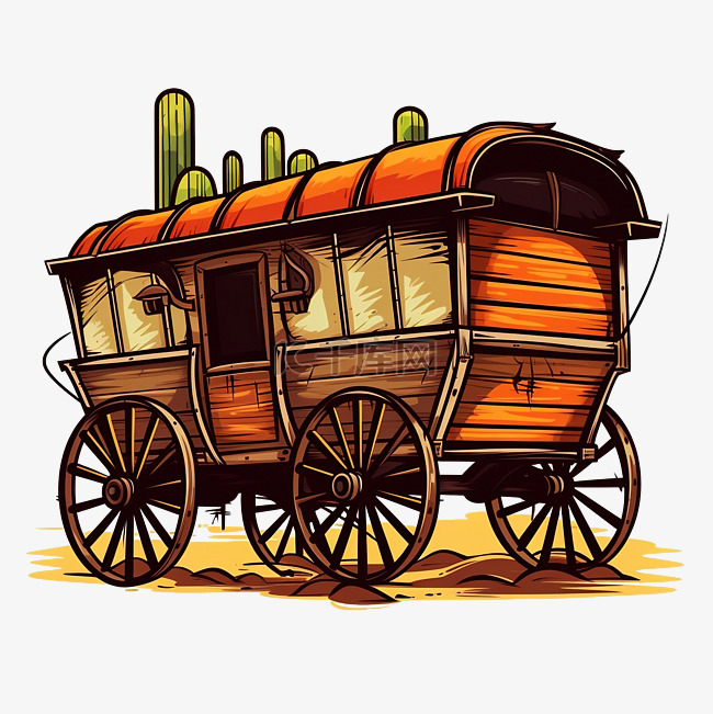 狂野的西部马车矢量图素材图片免费下载-千库网