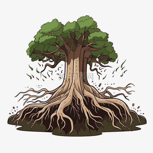 树根剪贴画 卡通树与根 向量素材图片免费下载-千库网