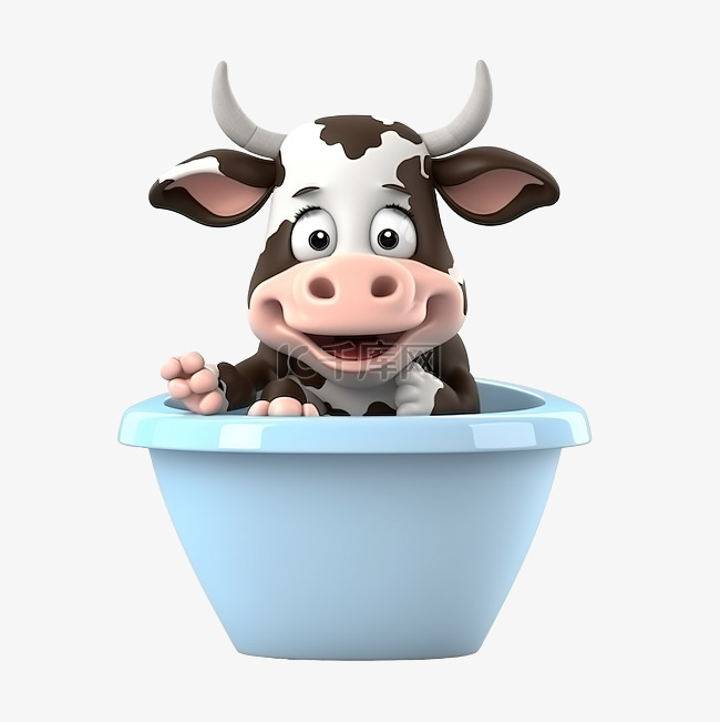 幼稚的卡通人物厕所与牛素材图片免费下载-千库网
