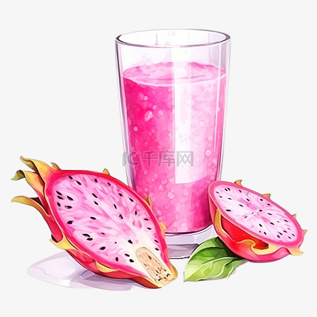 火龙果汁水彩元素素材图片免费下载-千库网