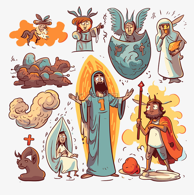 信仰剪贴画宗教卡通插图集 向量素材图片免费下载-千库网