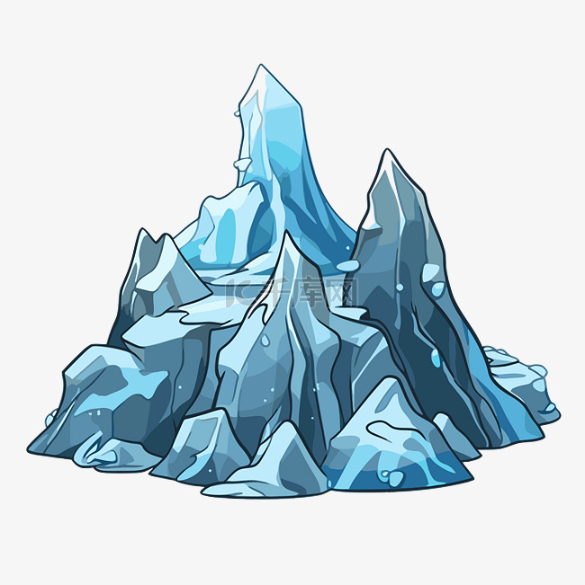 白色背景上孤立的冰川的冰川剪贴画卡通人物 向量素材图片免费下载-千库网