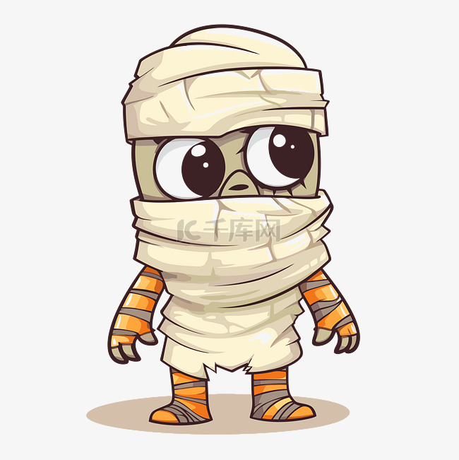 可爱的万圣节木乃伊剪贴画卡通木乃伊浑身都是绷带 向量素材图片免费下载-千库网