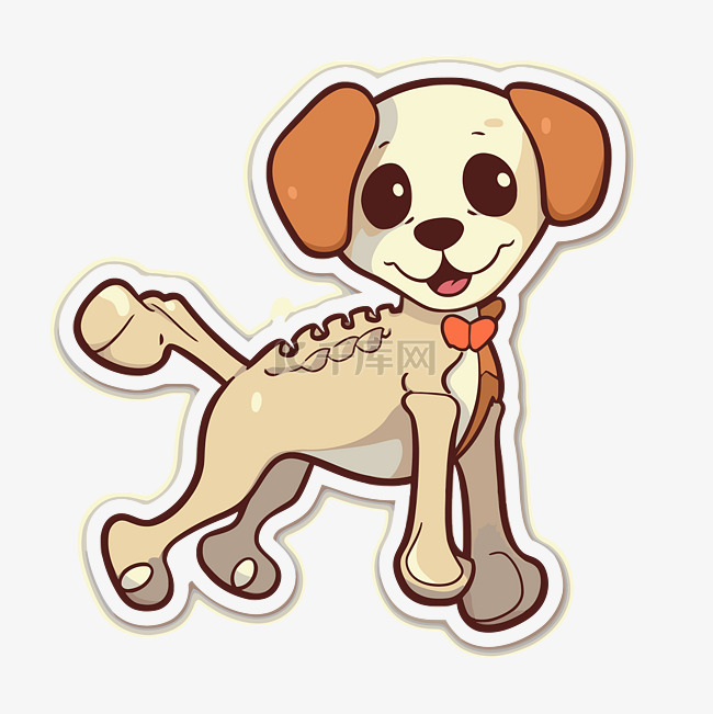 白色背景上的卡通狗贴纸 向量素材图片免费下载-千库网