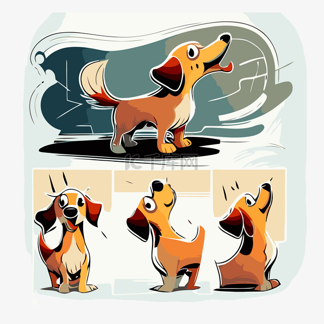 吠叫剪贴画卡通小狗人物风格 by artem 向量素材图片免费下载-千库网