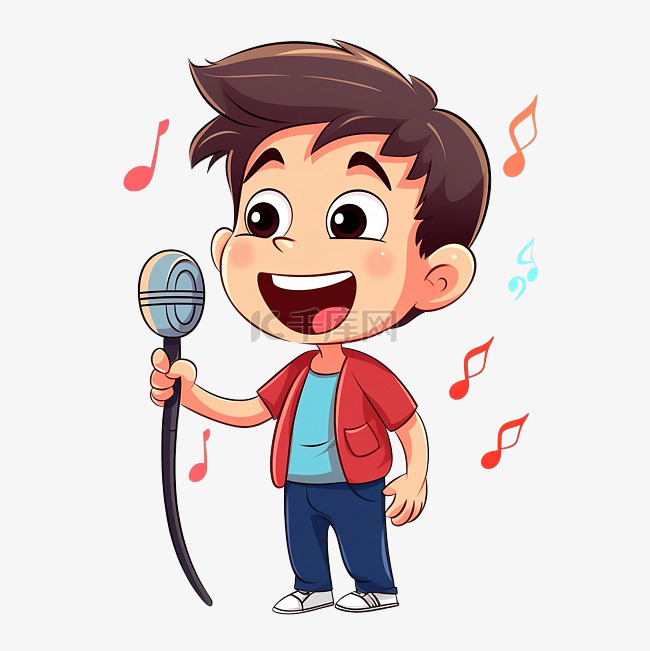 卡通人物唱歌插画素材图片免费下载-千库网