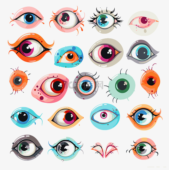 卡通眼睛 向量素材图片免费下载-千库网