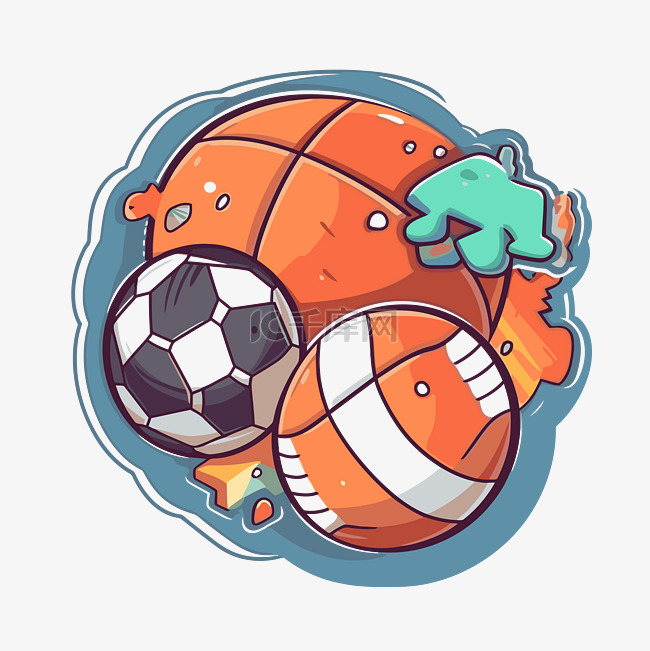 卡通运动球插图剪贴画 向量素材图片免费下载-千库网