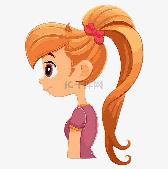 马尾辫剪贴画人物卡通形象马尾辫的卡通女孩 向量素材图片免费下载-千库网
